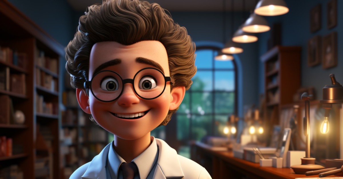 3D Character Child Boy Optometrist with relevant environment 3