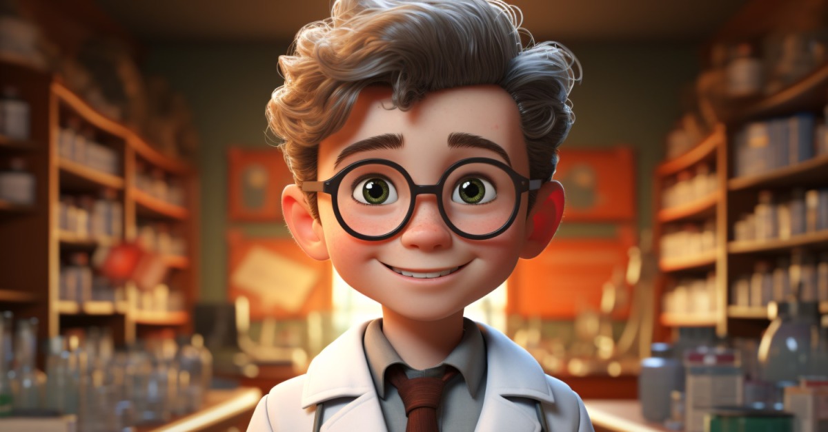 3D Character Child Boy Pharmacist with relevant environment 4