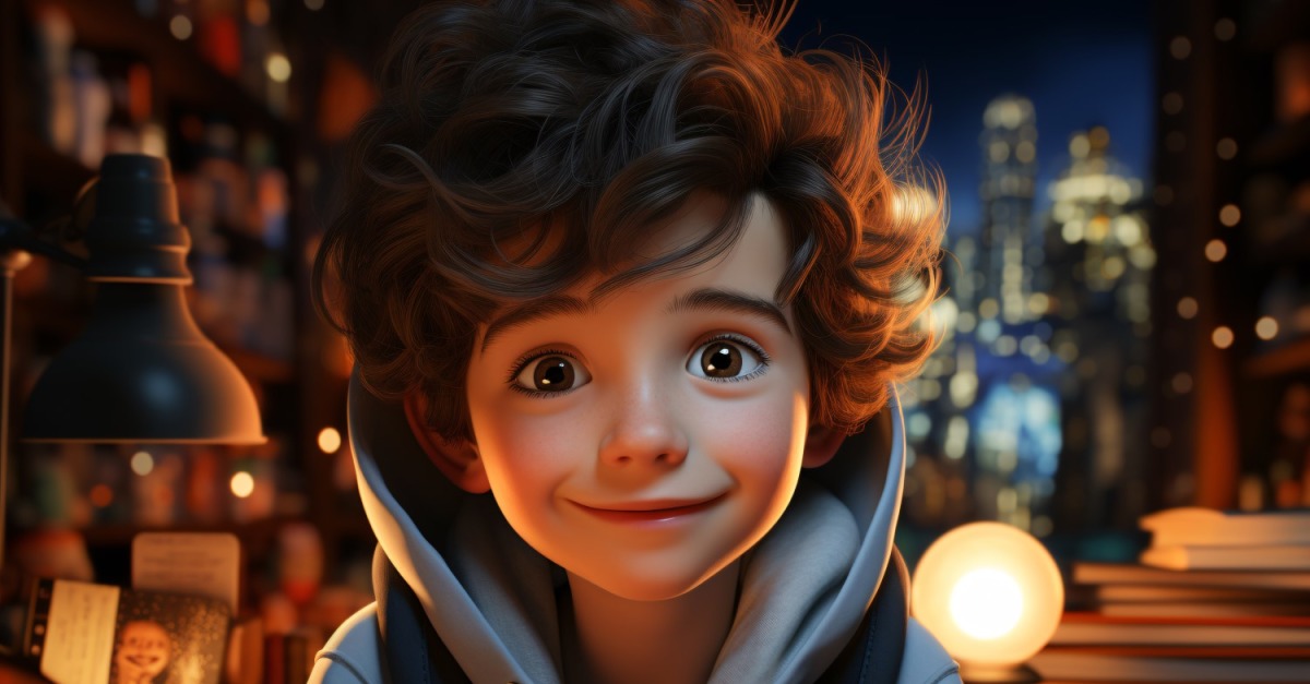 3D Character Child Boy Translator with relevant environment 1