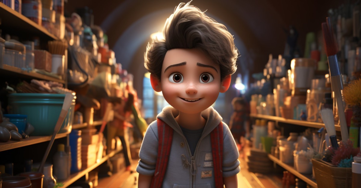 Personnage 3D Enfant Garçon Sweeper avec environnement pertinent 2