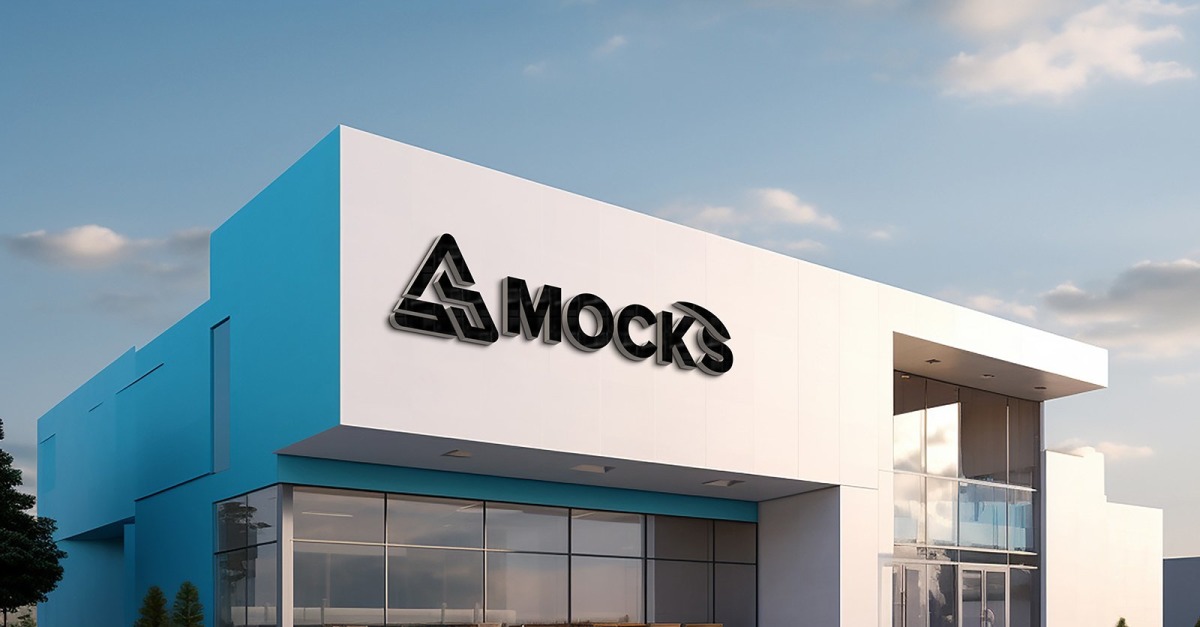 Unique shop building facade logo mockup psd - TemplateMonster