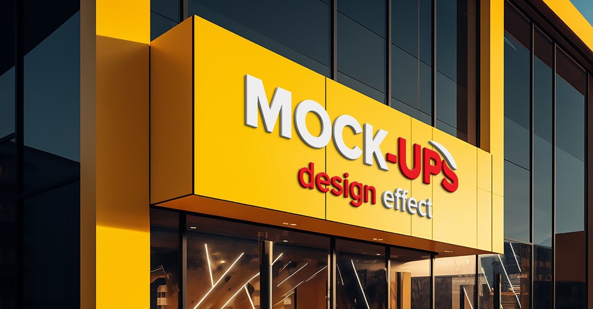 Cephe tabelası 3d gerçekçi logo vitrin tabelası maketi psd v1