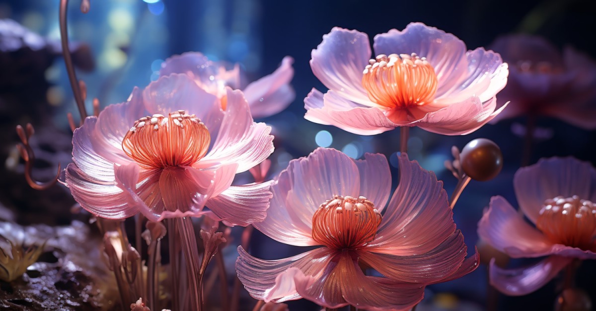 Sea Anemone Glowing Underwater Scene 11 - TemplateMonster