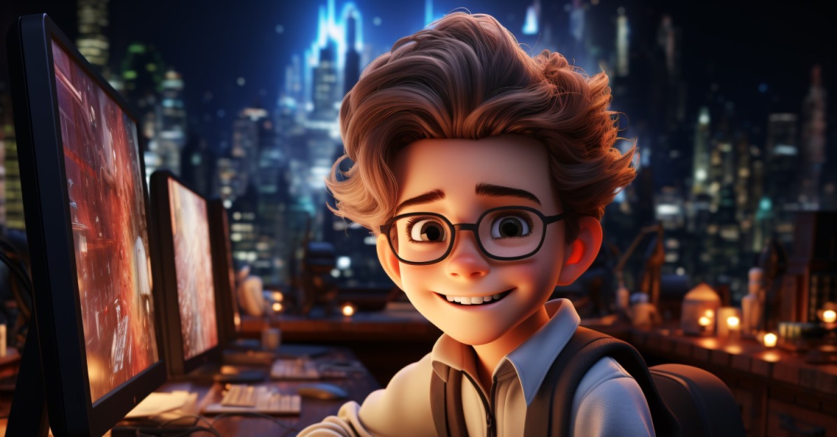 3D Character Boy Web_Developer with relevant environment 3
