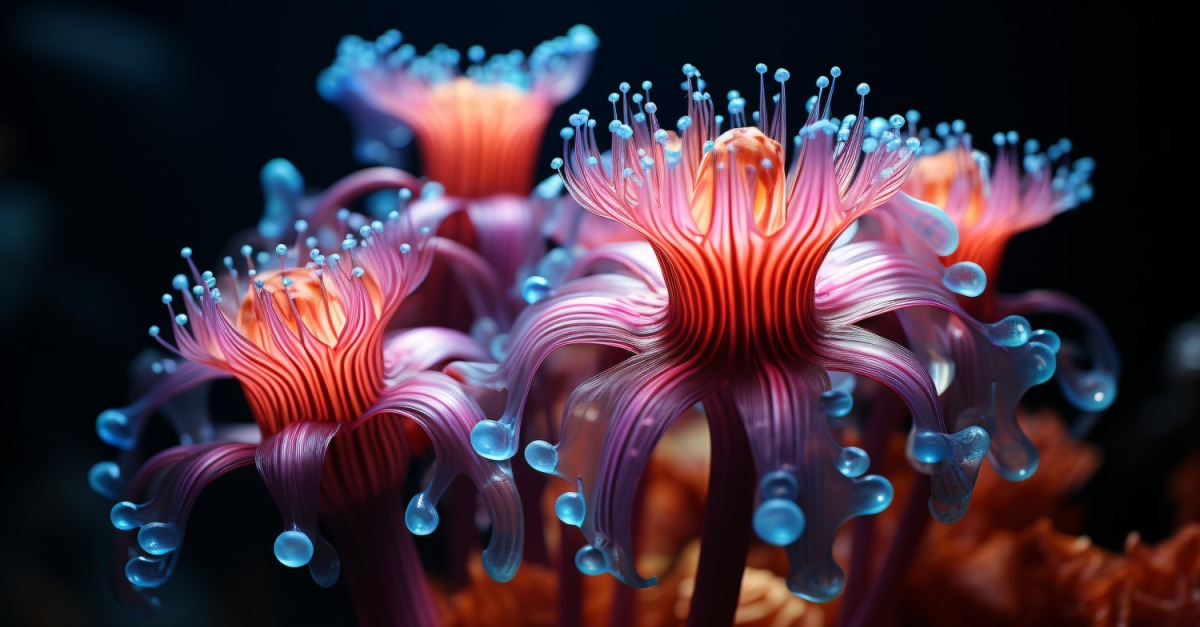 Sea Anemone Glowing Underwater Scene 69 - TemplateMonster
