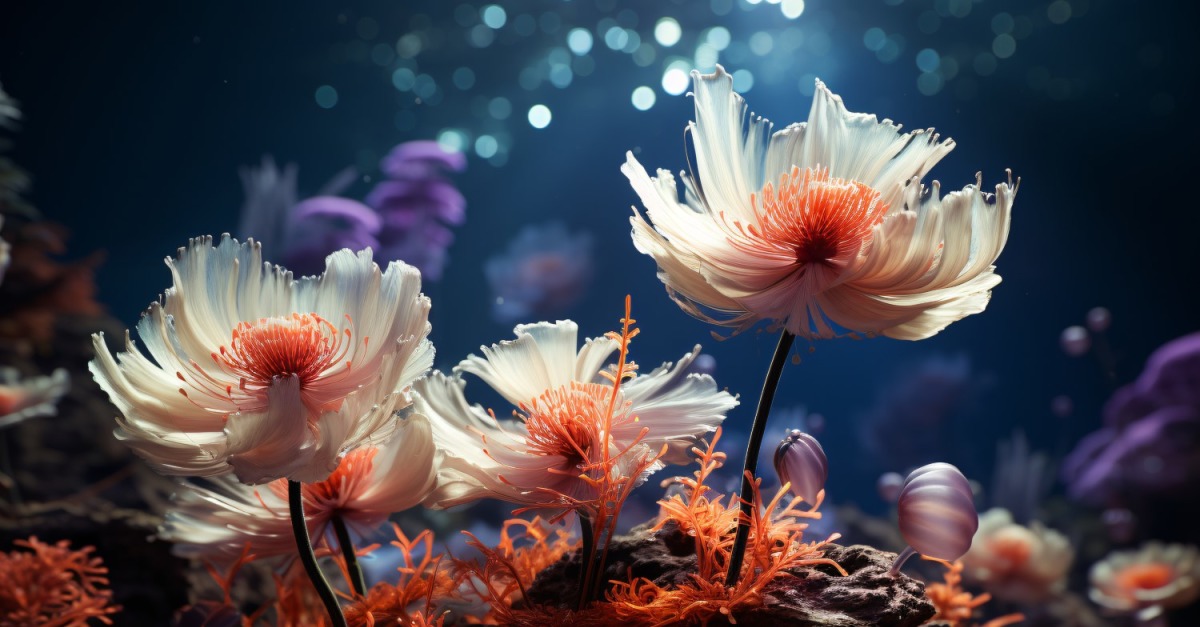 Sea Anemone Glowing Underwater Scene 76 - TemplateMonster