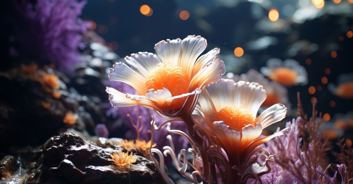 Sea Anemone Glowing Underwater Scene 82 - TemplateMonster