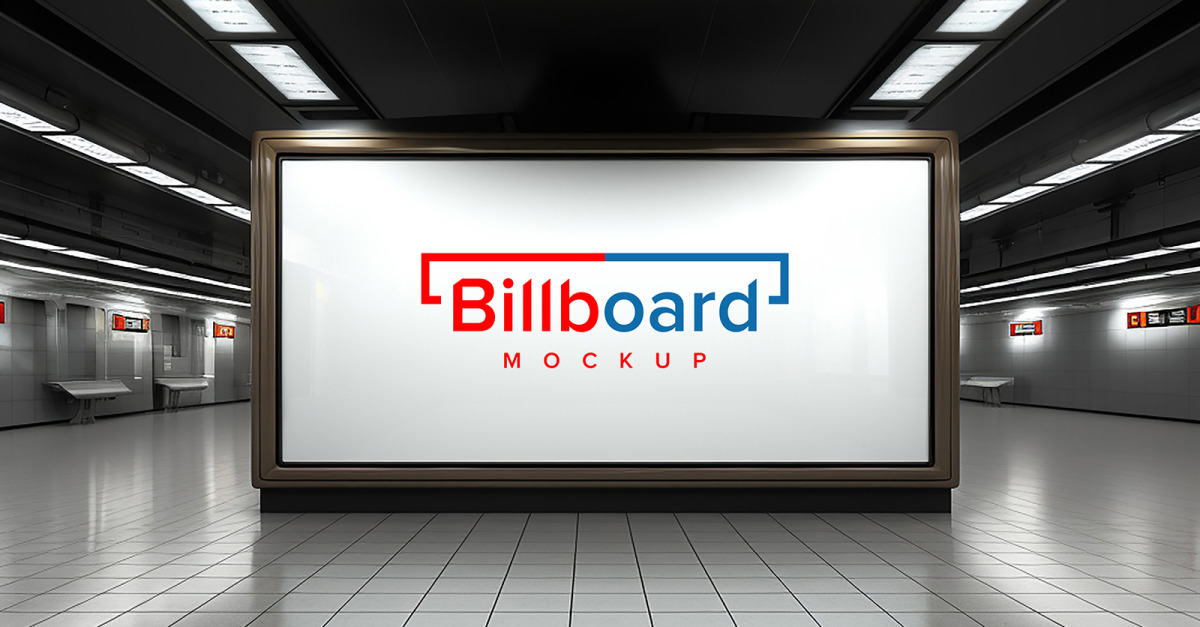 模拟空白广告牌，带有广告或媒体及内容营销火车站的复印空间 #419185 - TemplateMonster