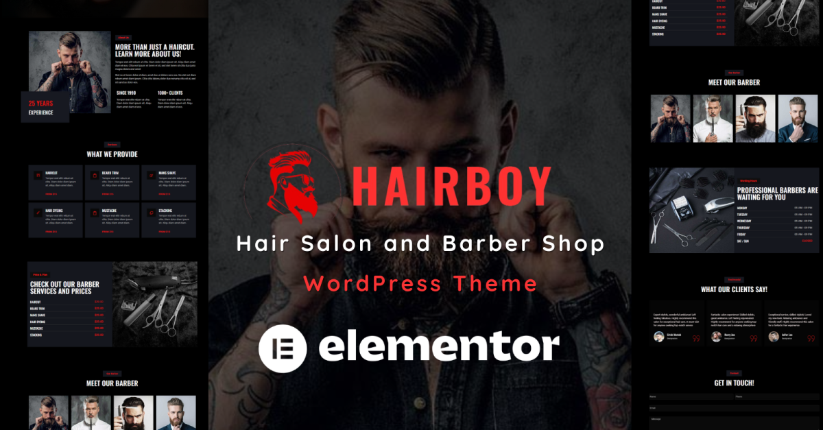 Hairboy - Tema de WordPress para peluquería y barbería de una página