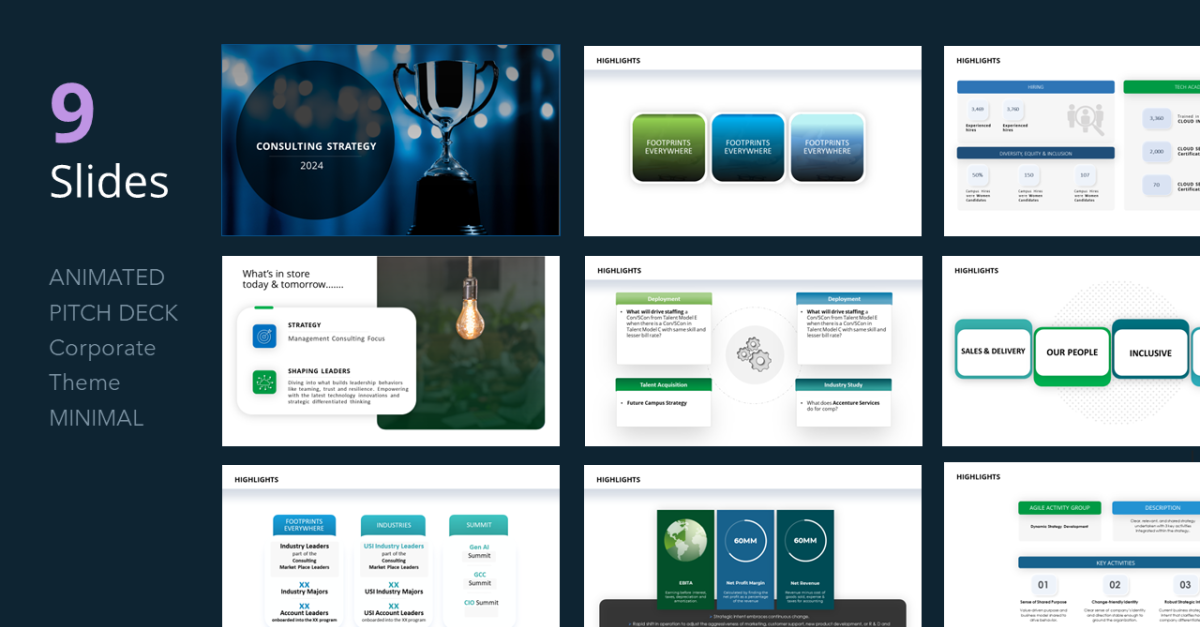 Küresel Sunum sunumu Animasyonlu PPT slaytları Minimal kurumsal tema