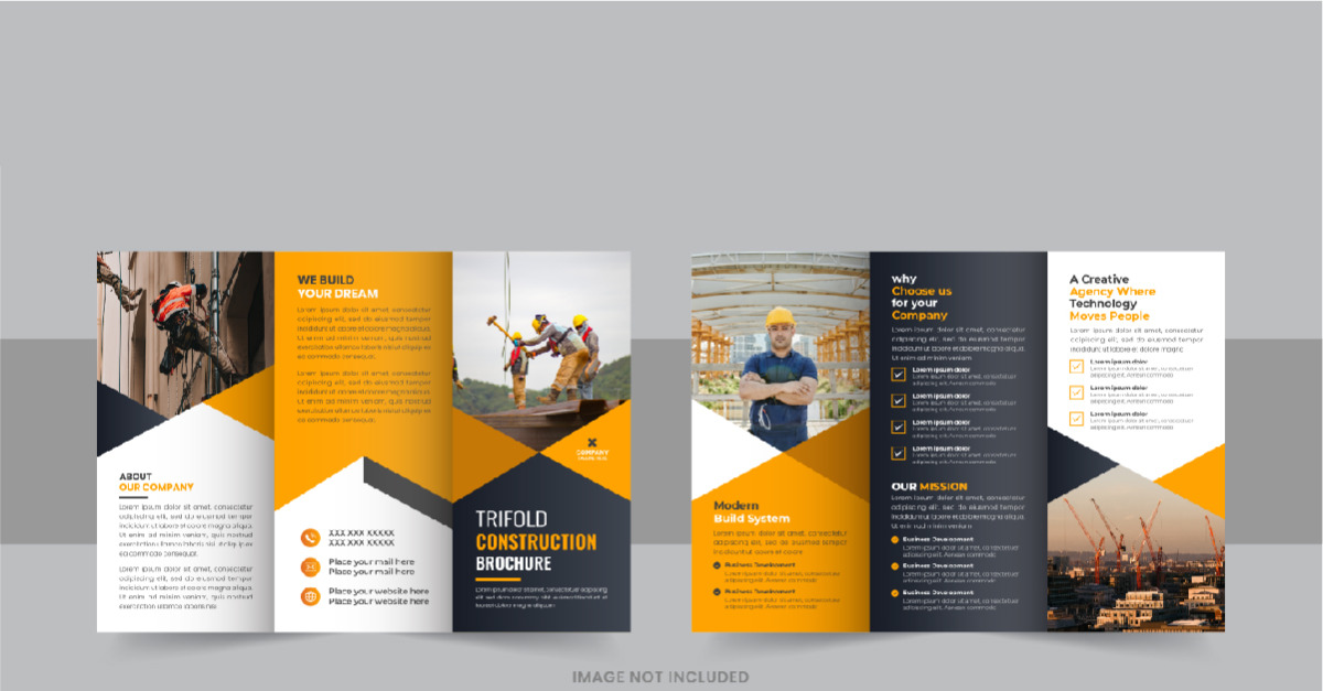 Brochure à trois volets de construction ou mise en page de conception de brochure à trois volets ...