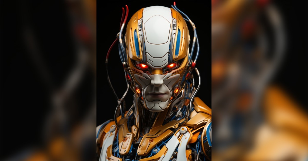 Close-up anthropomorphic Female robot Frostpunk Portraiture 110