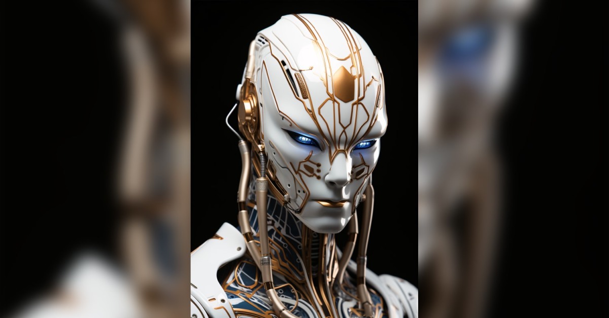 Close-up anthropomorphic Female robot Frostpunk Portraiture 112