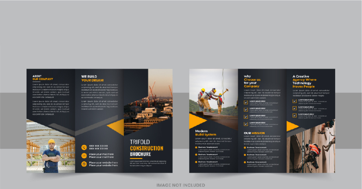 Construction trifold brochure or home renovation trifold brochure ...