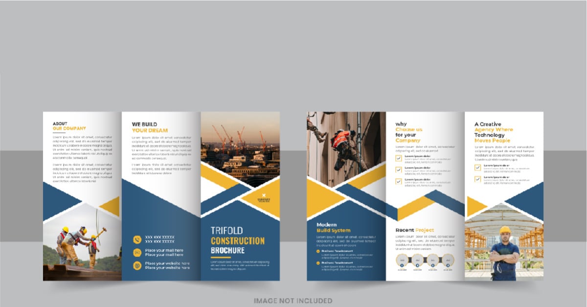 Construction trifold brochure or home renovation trifold brochure template