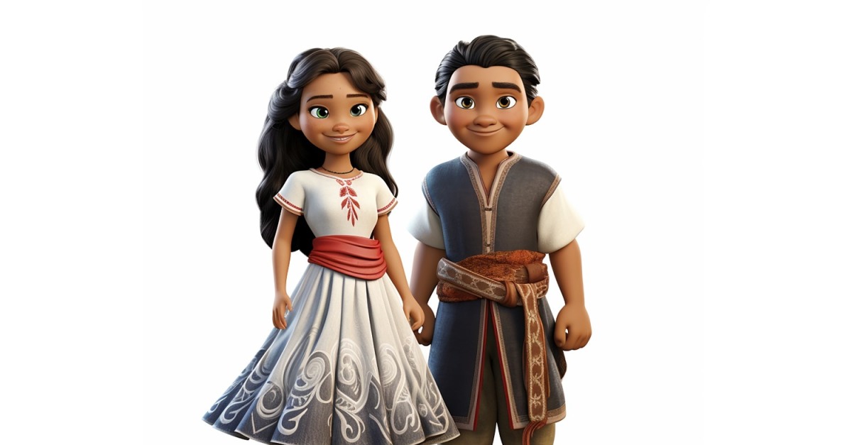 Courses mondiales de couples garçons et filles en costume culturel ...