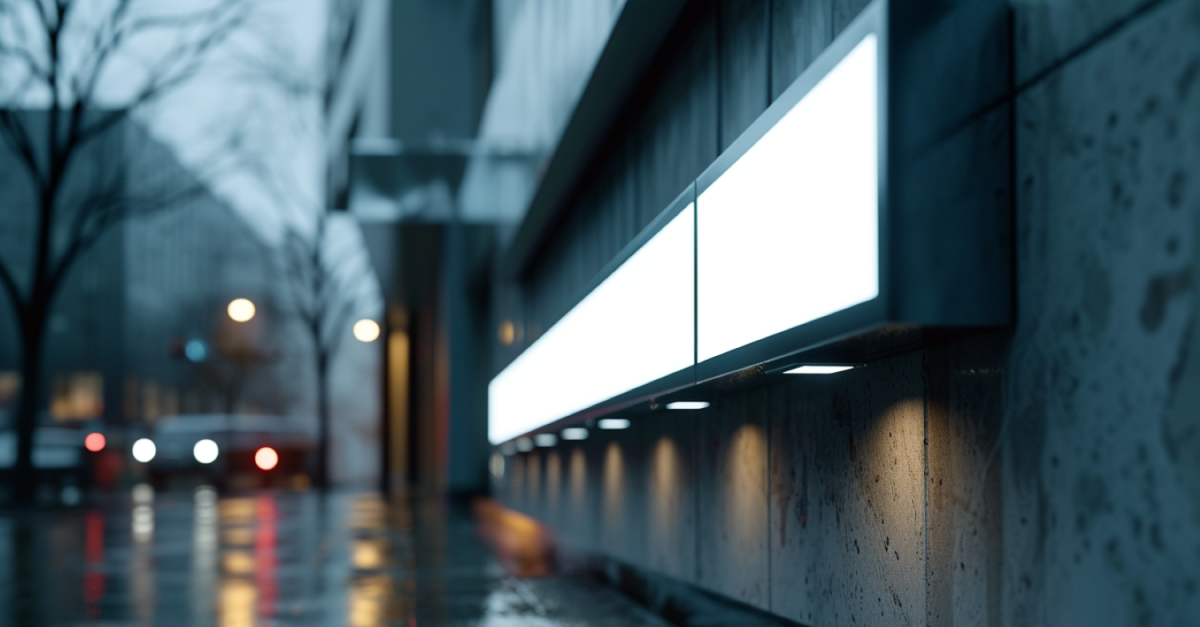 Commercial Aluminium Building Fascia Logo Signage Mockup 354