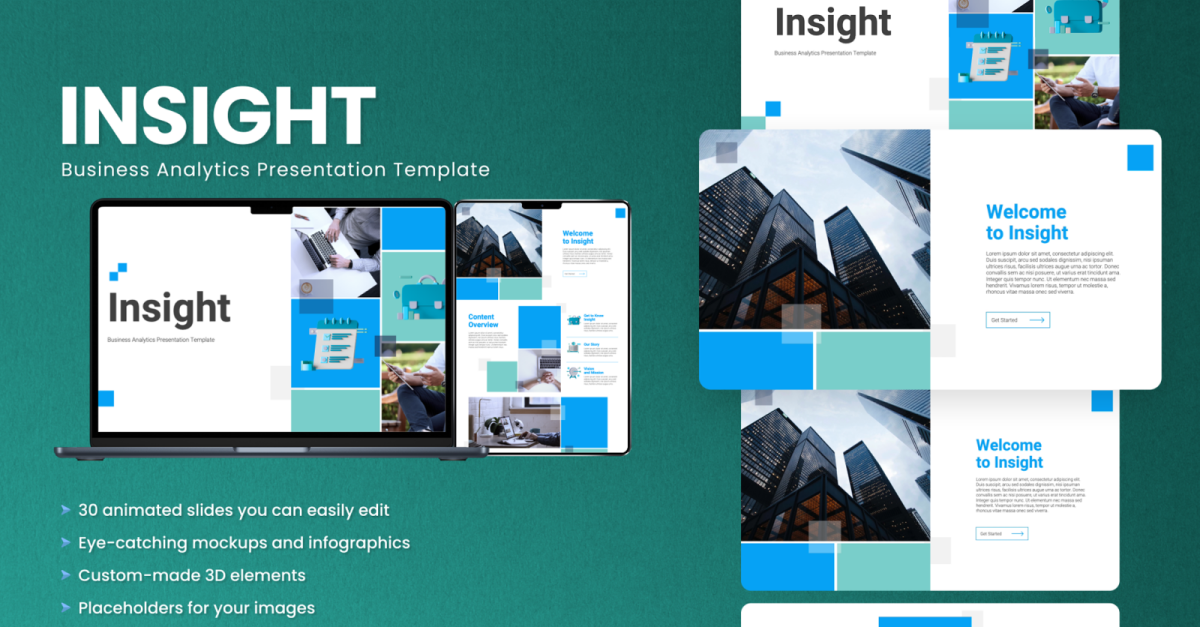 Insight - Modello di presentazione PowerPoint animato di analisi aziendale