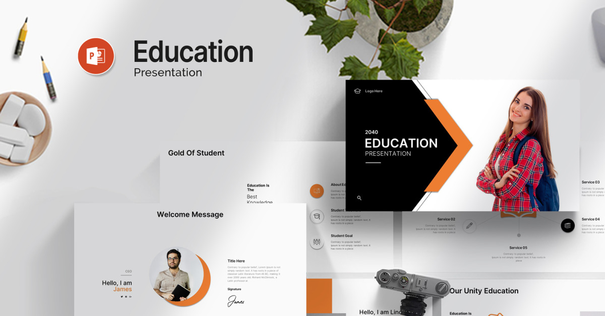 Clean Education PowerPoint Template Design - TemplateMonster