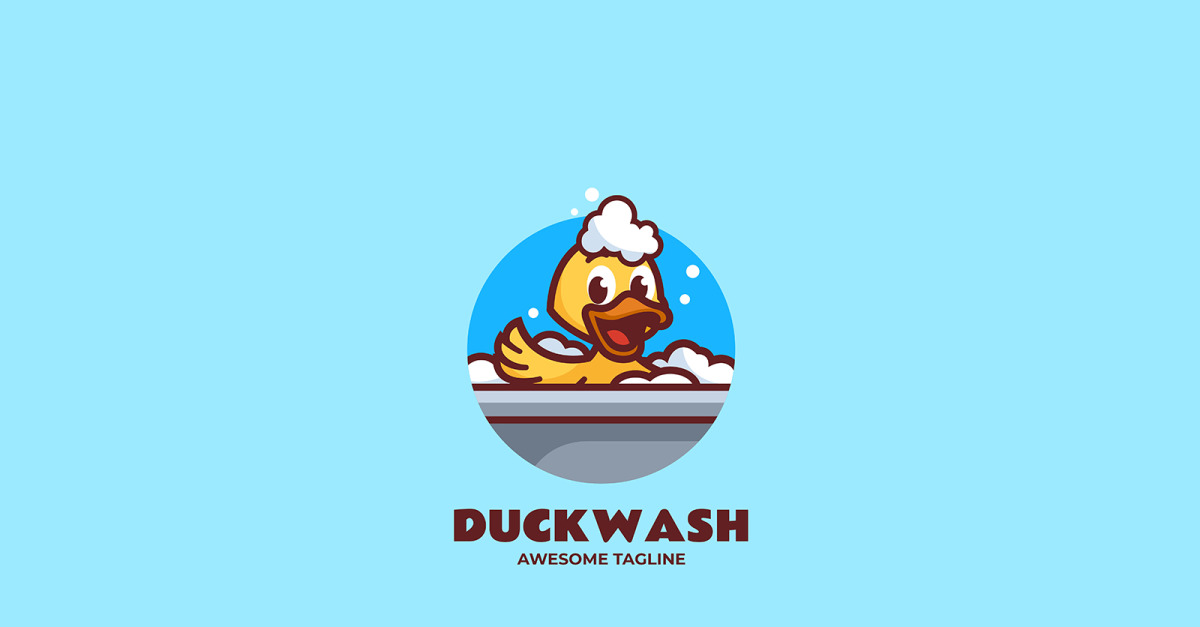Duck Wash Mascot Cartoon Logo #420452 - TemplateMonster