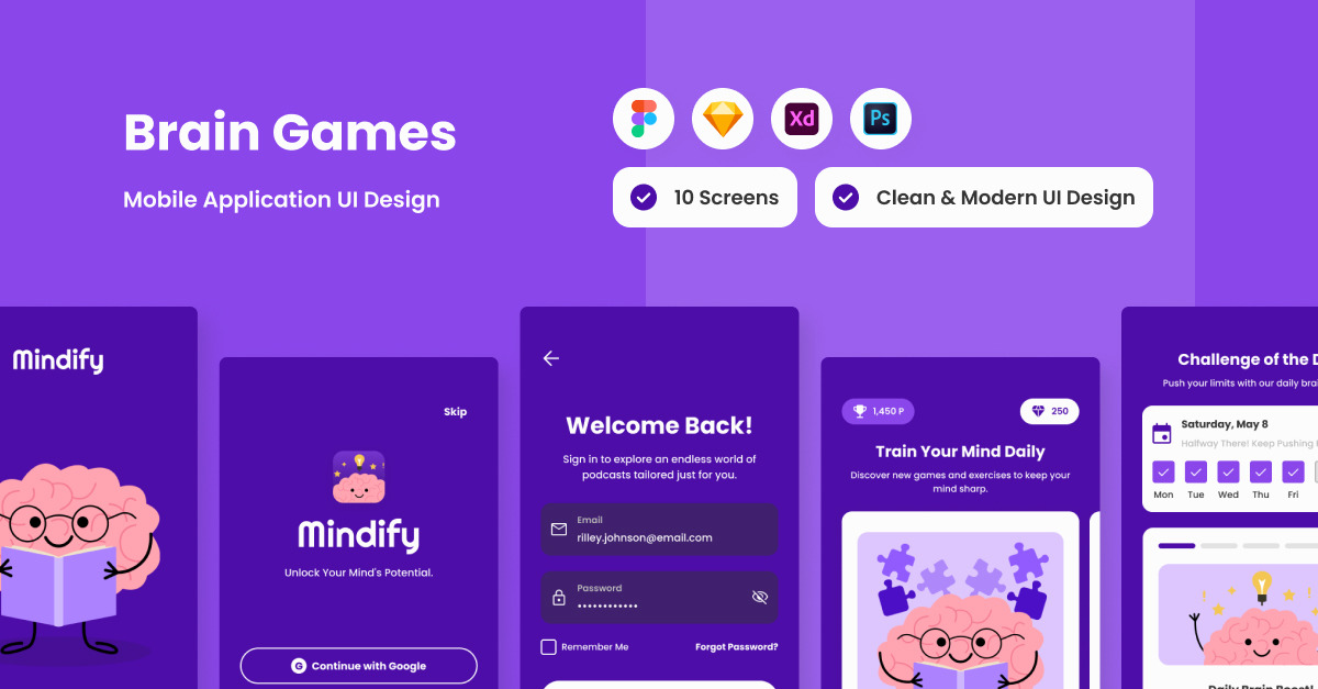 Mindify - Brain Games Mobile App #420648 - TemplateMonster