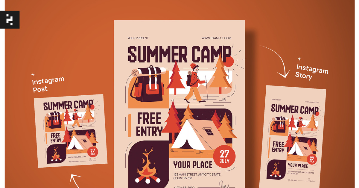 Brown Creative Summer Camp Flyer #420877 - TemplateMonster