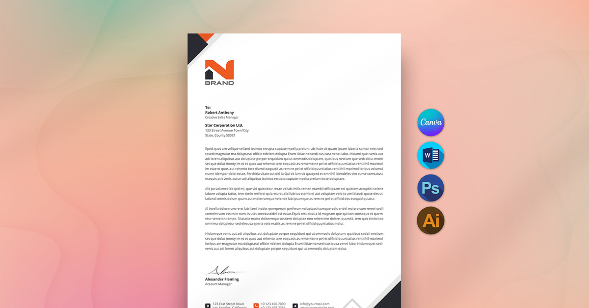 CANVA Letterhead Template Design #420920 - TemplateMonster