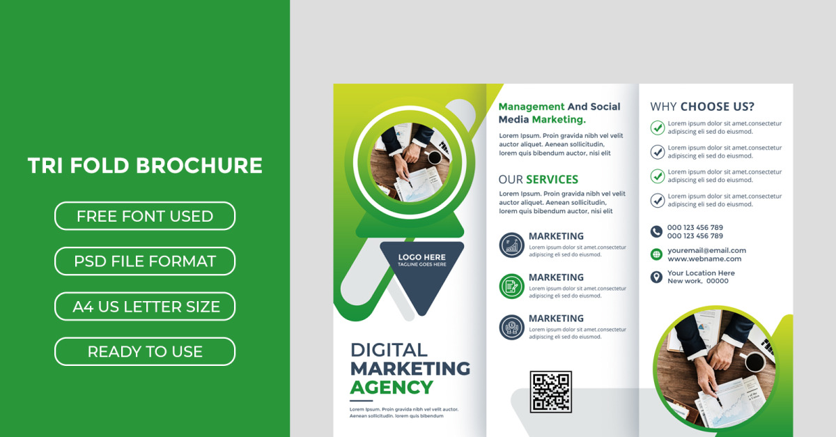 Modern Trifold Brochure Gradients Layout - TemplateMonster