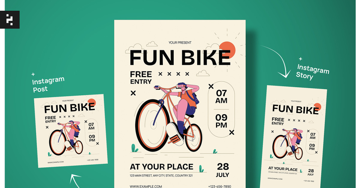 Simple Fun Bike Flyer Template #420981 - TemplateMonster