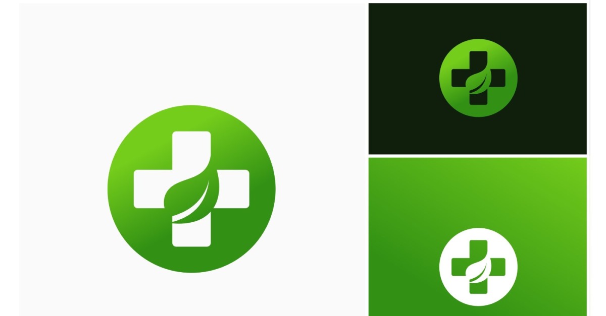 Zielone logo liścia apteki medycznej - TemplateMonster
