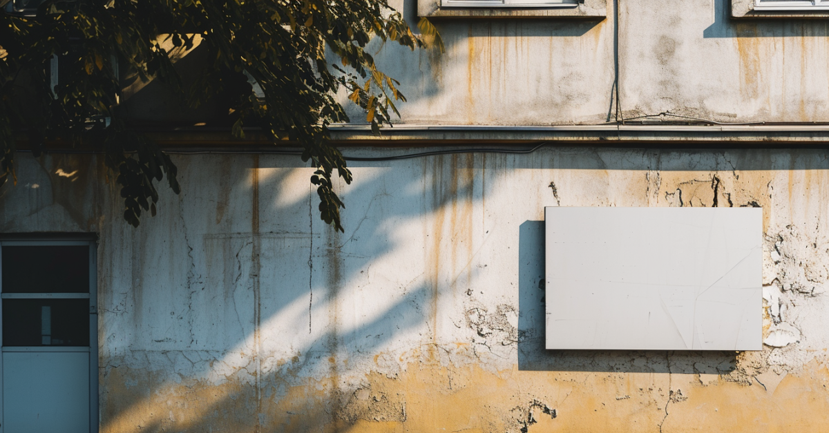 Maqueta de letrero en la pared del edificio 49