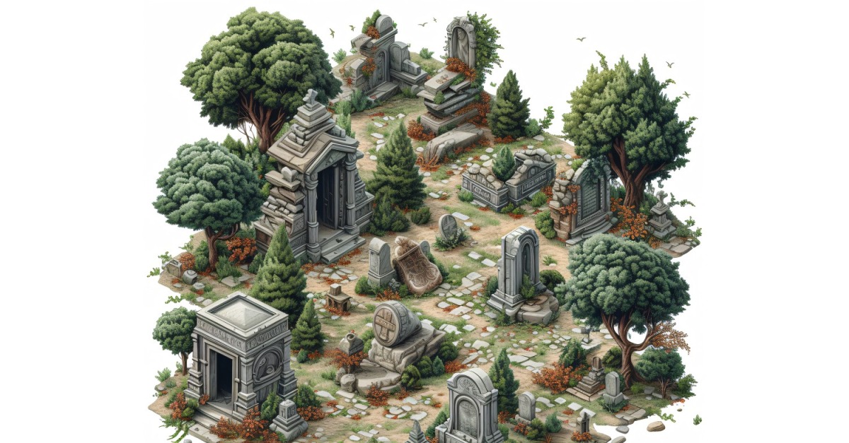 Cemetaries Set of Video Games Assets Sprite Sheet 1
