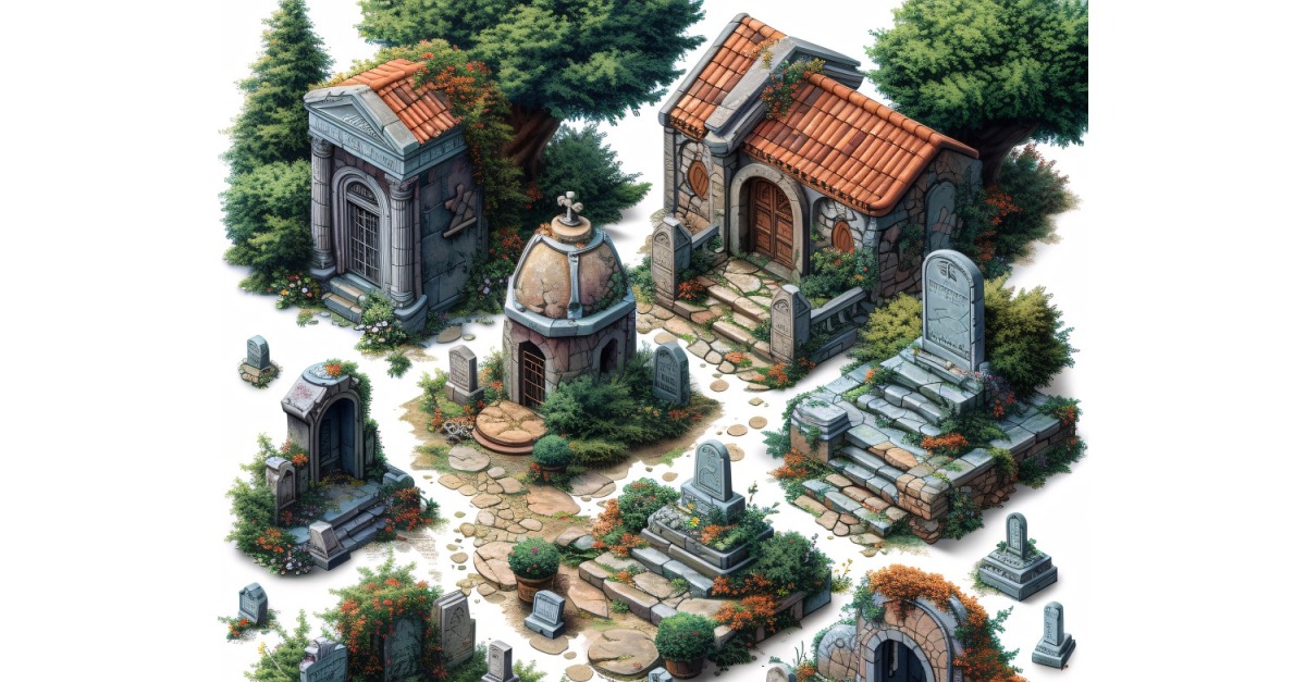 Cemetaries Set of Video Games Assets Sprite Sheet 3