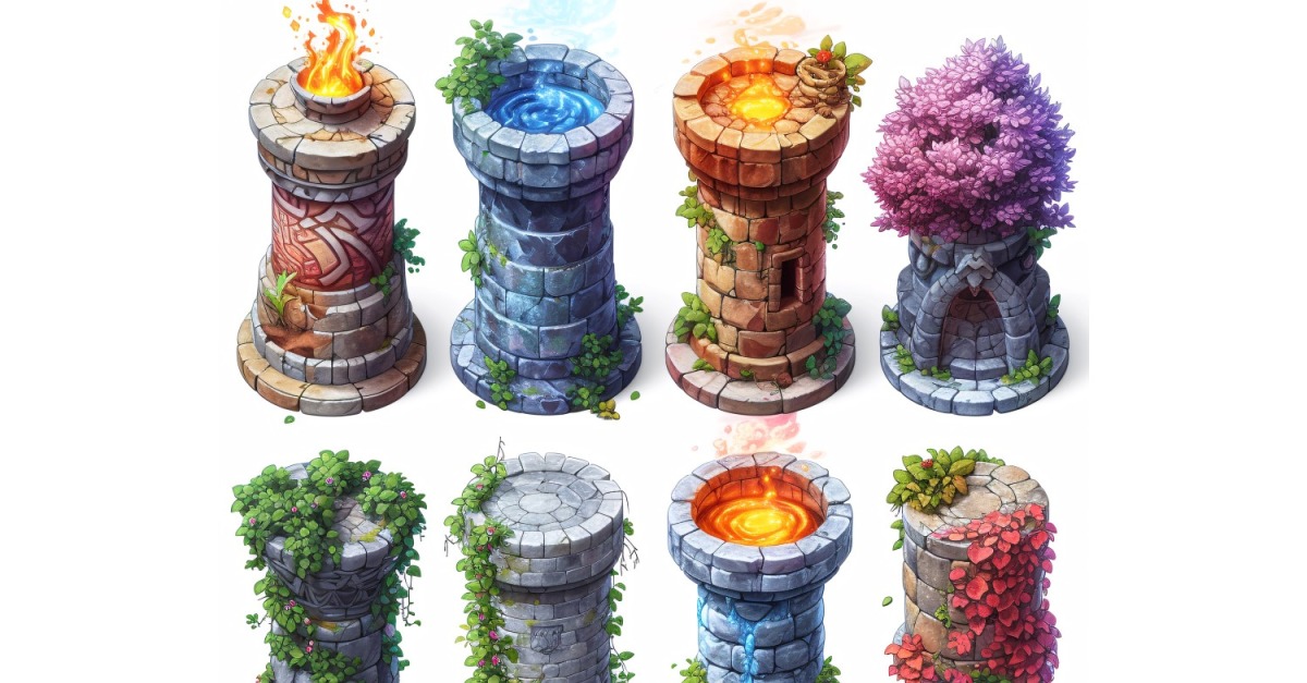Mage towers Set of Video Games Assets Sprite Sheet 2