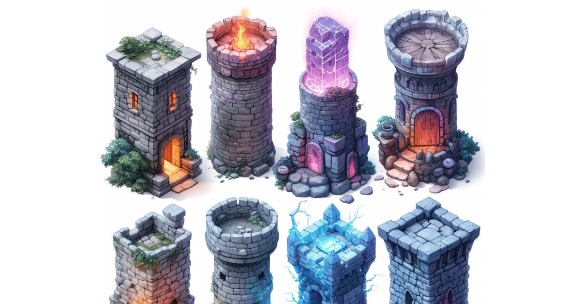 Mage towers Set of Video Games Assets Sprite Sheet 7