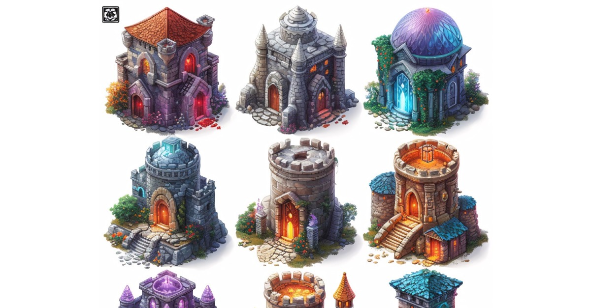 Mage towers Set of Video Games Assets Sprite Sheet 10
