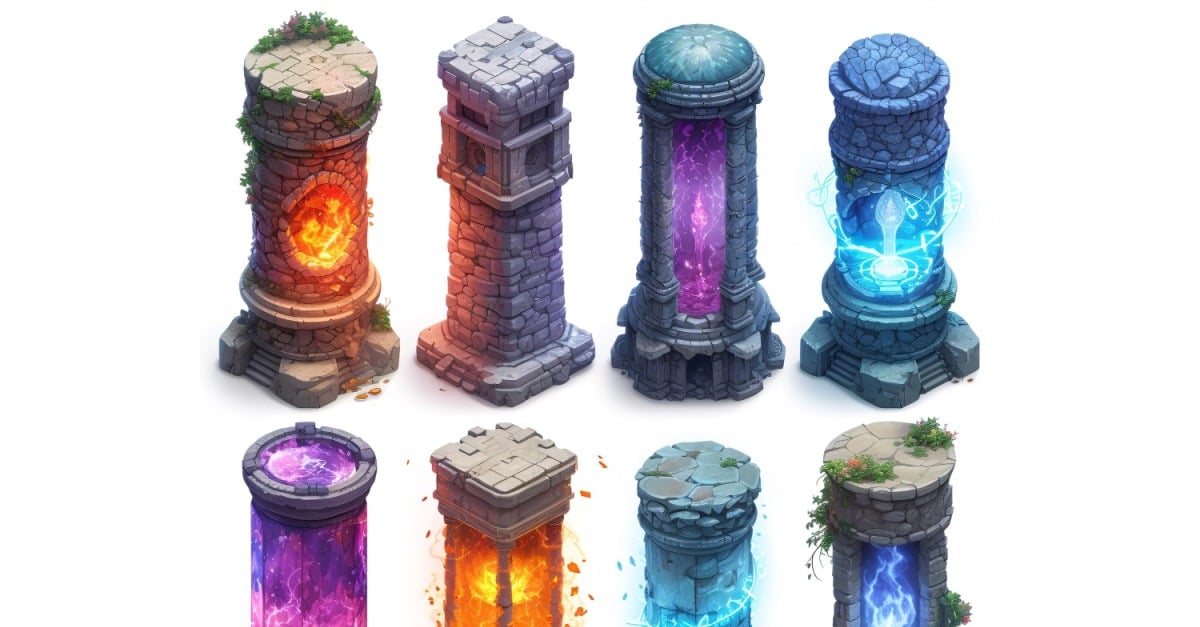 Mage towers Set of Video Games Assets Sprite Sheet 12