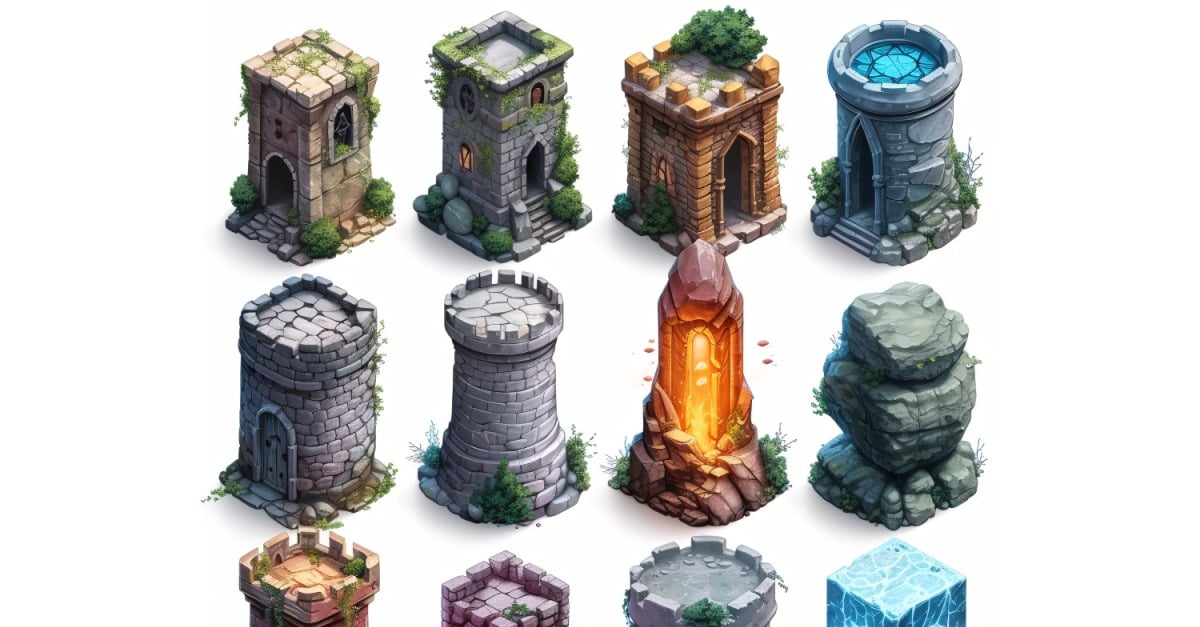 Mage towers Set of Video Games Assets Sprite Sheet 5