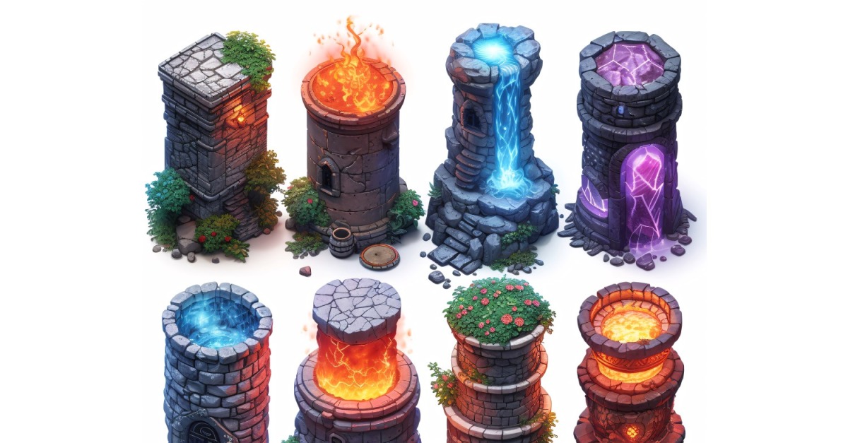 Mage towers Set of Video Games Assets Sprite Sheet 6