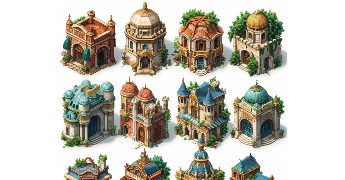 Victorian theater Set of Video Games Assets Sprite Sheet White ...