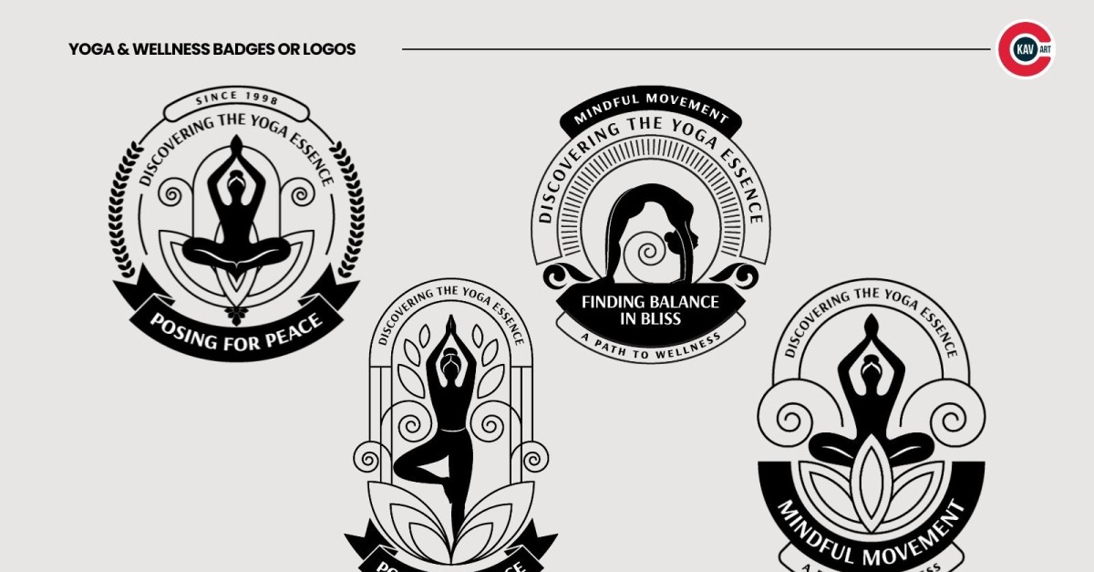 Insignias o logotipos emblema para yoga y bienestar