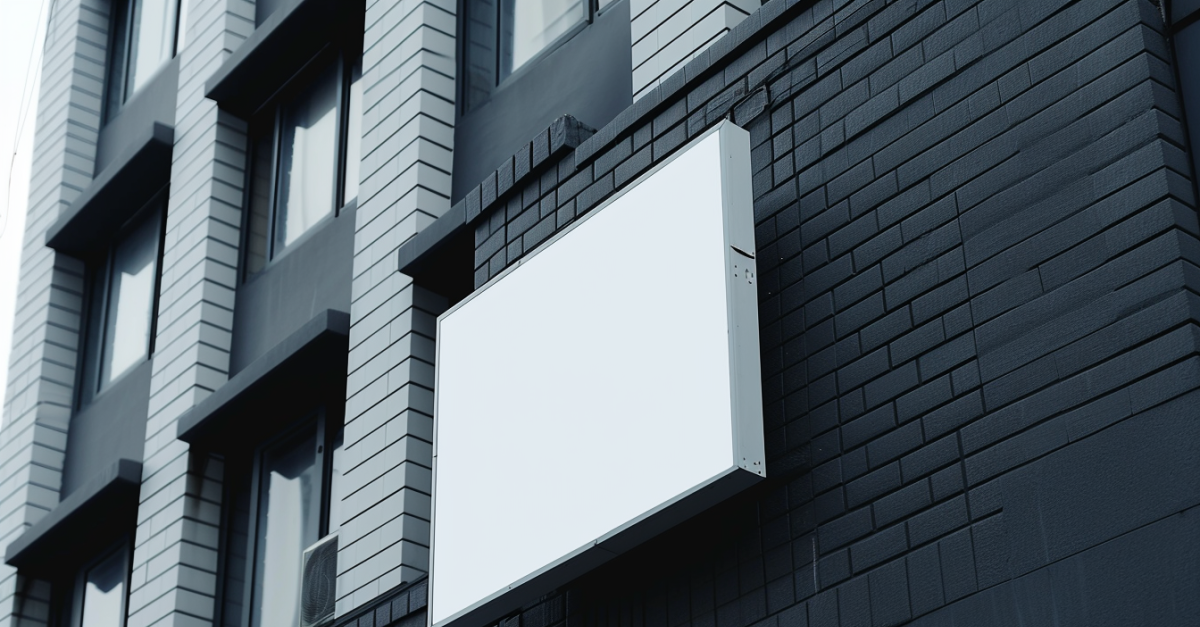 Sign Board Mockup on Building Wall 195 - TemplateMonster