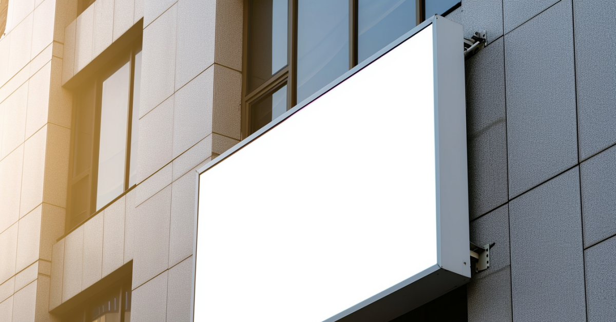 Sign Board Mockup on Building Wall 202 - TemplateMonster