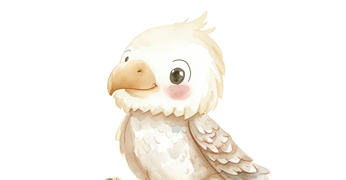 Niedliche Adler Vogel Baby Aquarell handgemachte Illustration 3