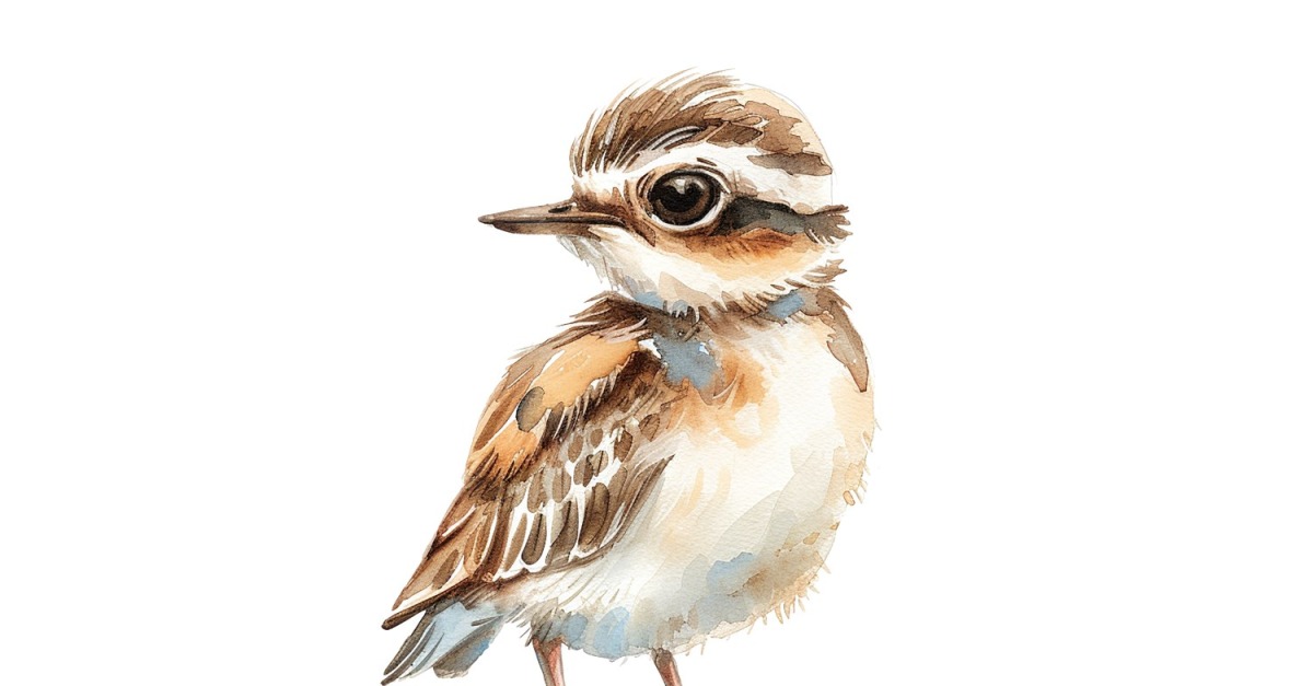 Cute Killdeer Bird Baby Watercolor Handmade illustration 4