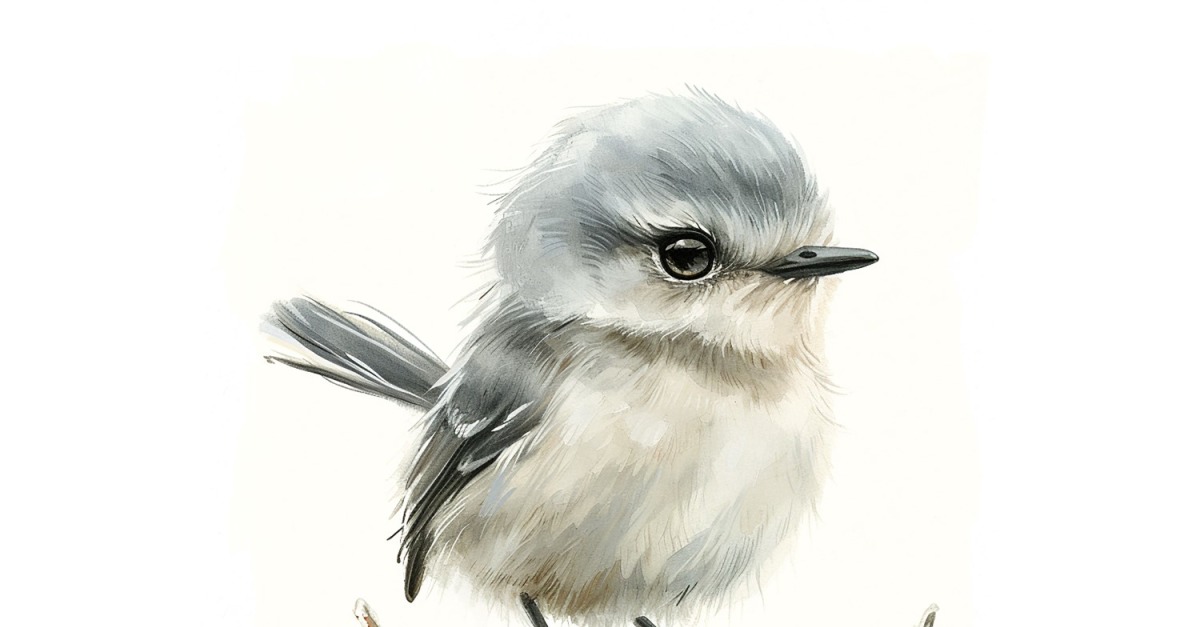 Cute Mockingbird Bird Baby Watercolor Handmade illustration 3