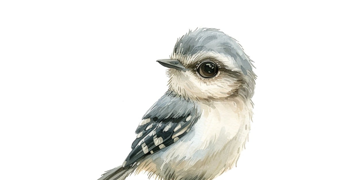 Cute Mockingbird Bird Baby Watercolor Handmade illustration 4