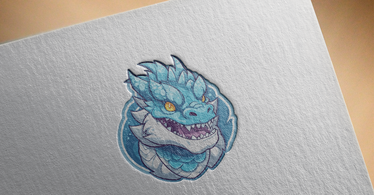 Logo de dragon de dessin animé 8-0398-23 - TemplateMonster