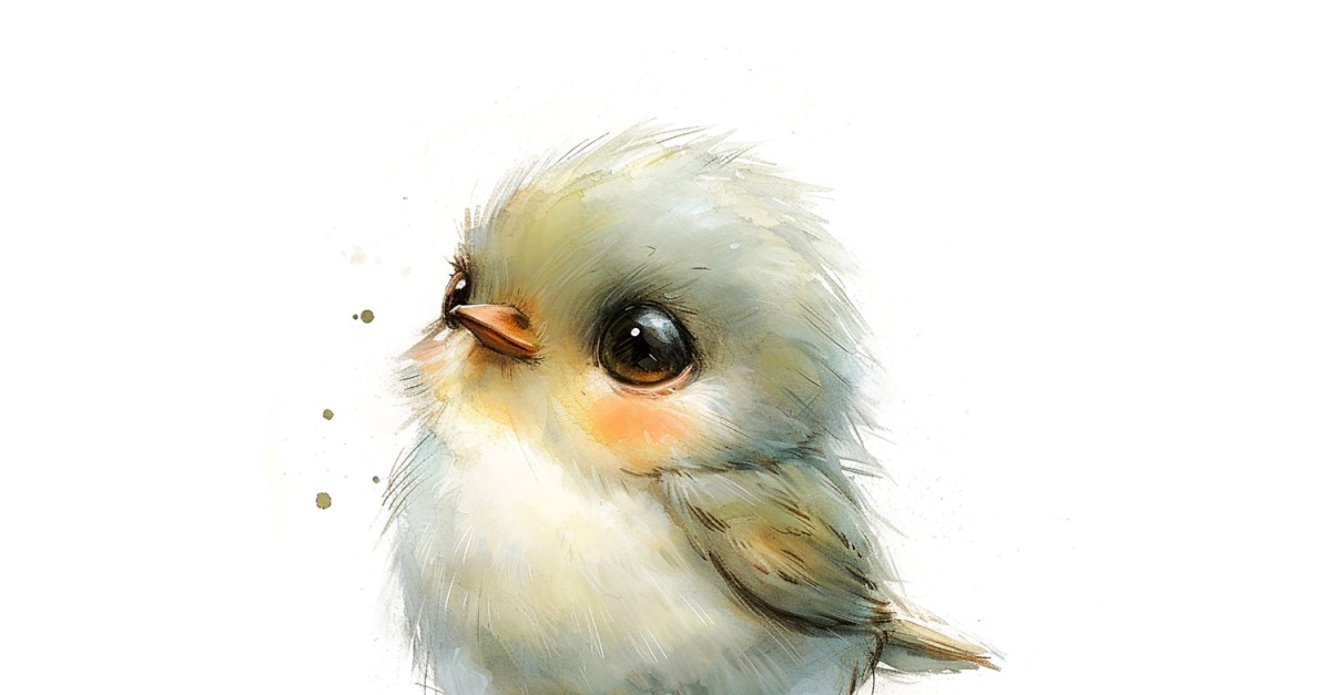 Mignon Finch Bird Baby Aquarelle Illustration faite à la main 1