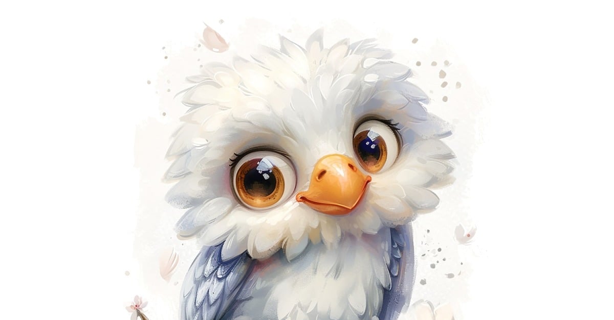 Cute Eagle Bird Baby Watercolor Handmade illustration 4.